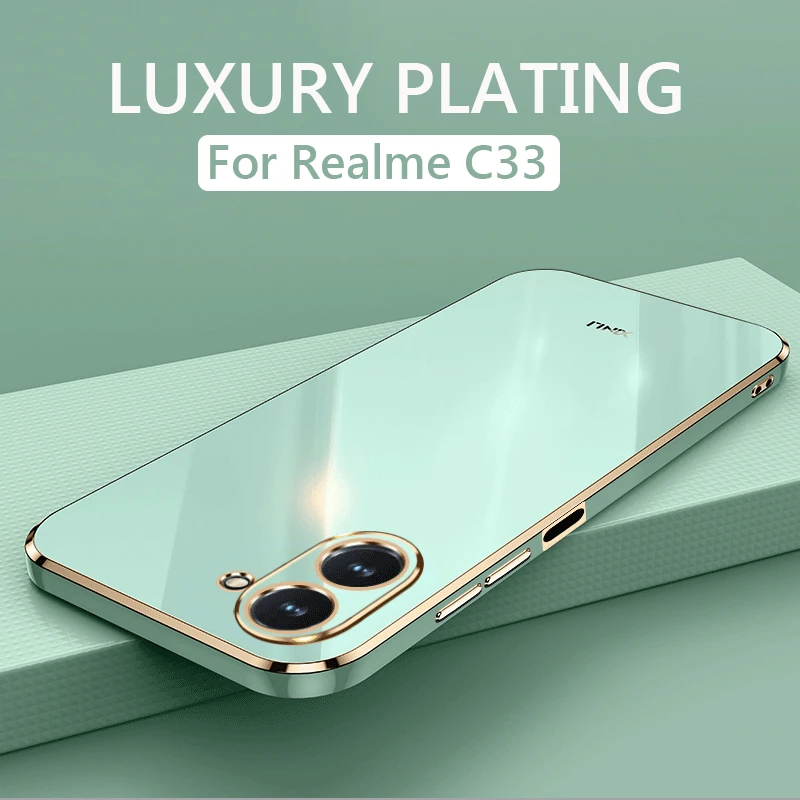 Luxury Plating Phone Case For Realme C33 RealmeC33 ShockProof Soft TPU ...
