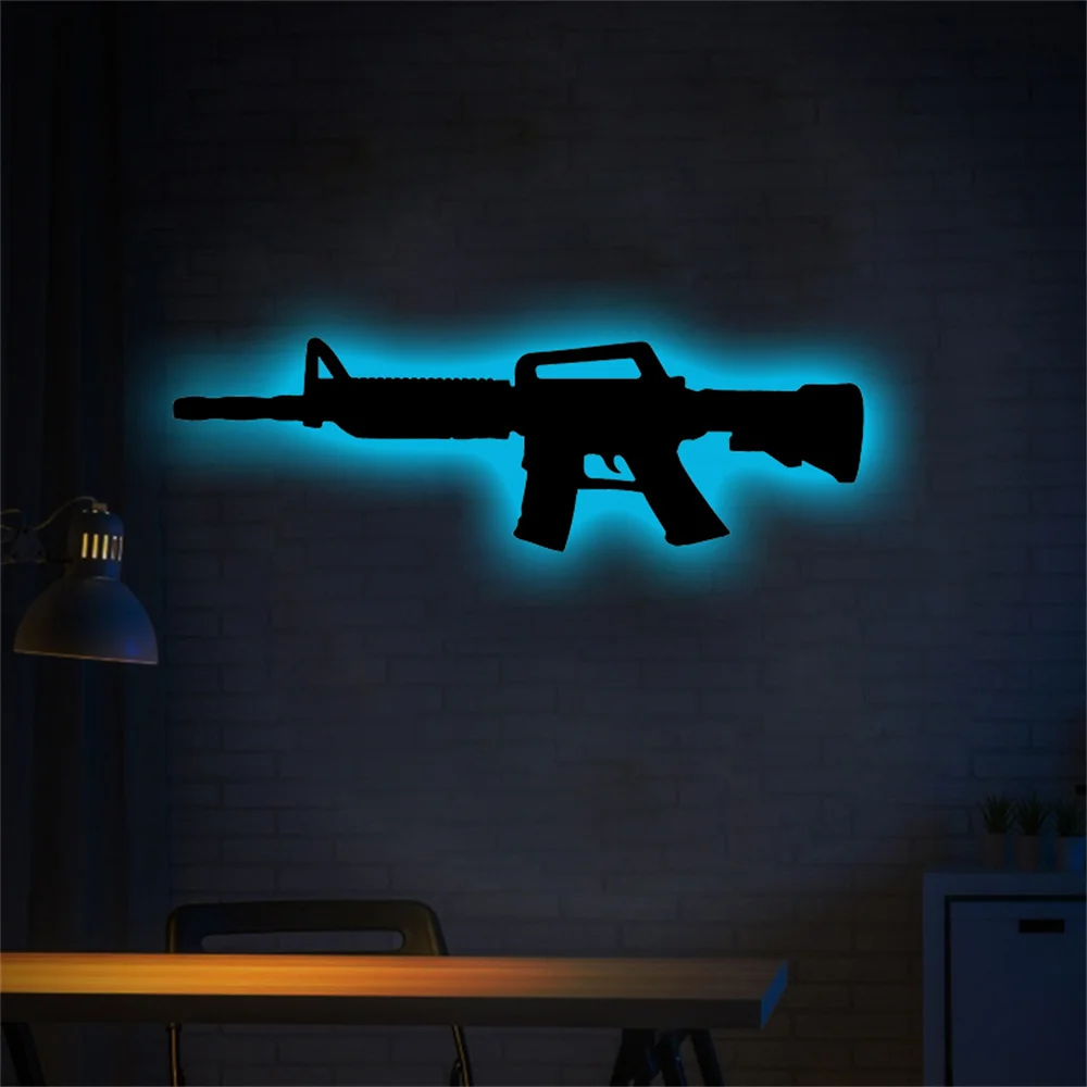 Silhouette-Gun-Game-Over-Wall-Light-letrero-de-ne-n-decoraci-n-de-sala ...