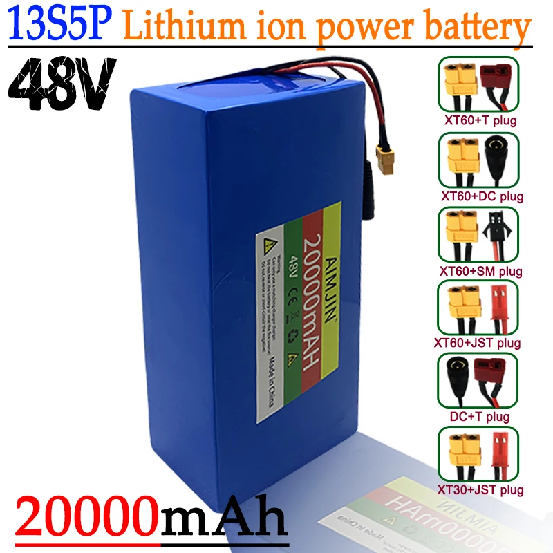 48V 20Ah 18650 Lithium Battery 54.6V 13S5P Rechargeable Battery 1500W ...