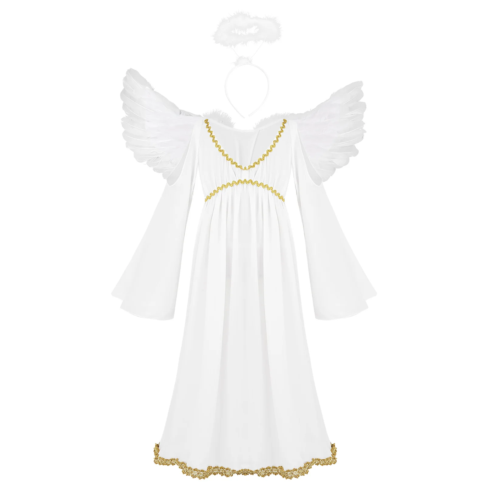 Disfraz de ángel blanco para niñas, princesa hada, vestido largo de ...