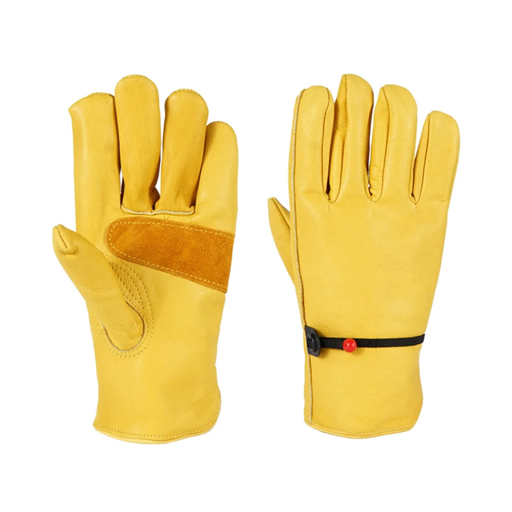 1-Pair-Yellow-Cowhide-Gloves-Soft-Sensitive-Gloves-Finger-Guards-for ...