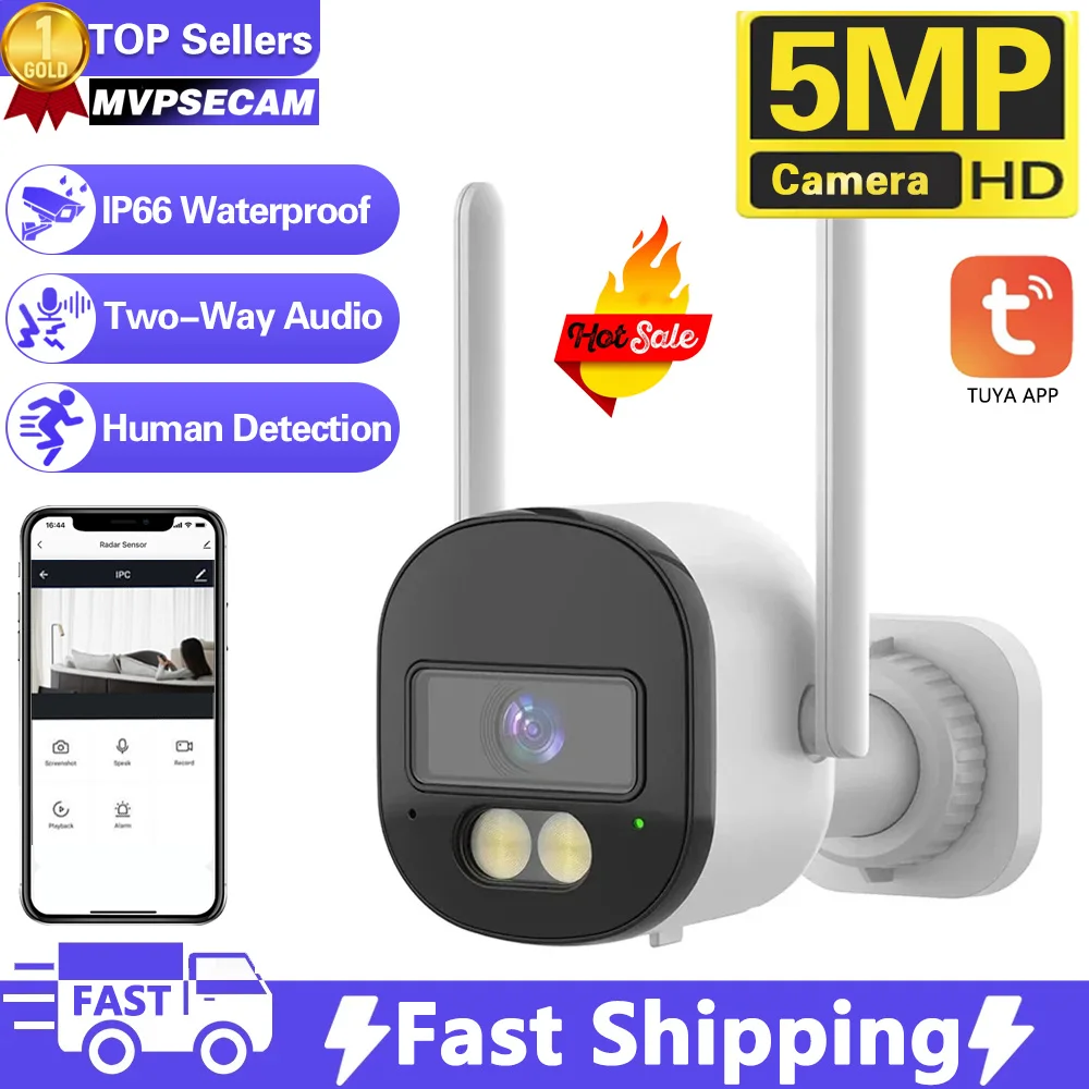 Tuya-5MP-HD-Wifi-Cameras-Bullet-Camera-PIR-Motion-Detection-IR-Colorful ...