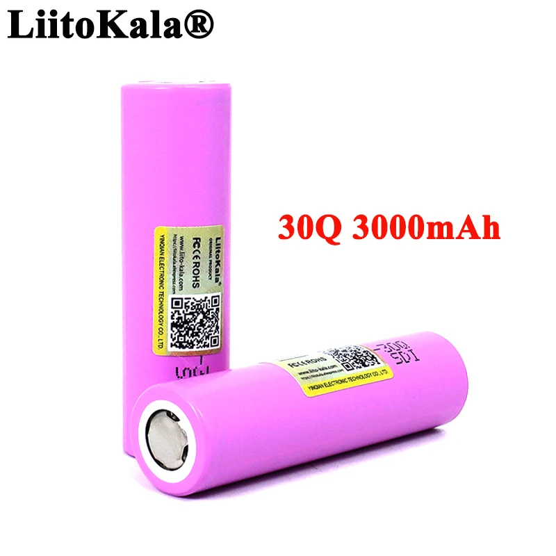 2023 LiitoKala 100% 충전식 배터리, INR1865030q, 3.6V 방전, 20A, 최대 35A 전원 배터리, 30Q, 18650, 3000mAh, 신제품 ...