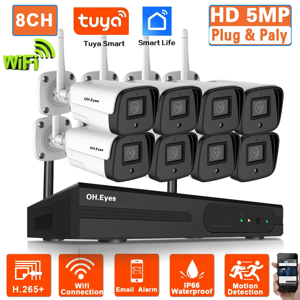 Tuya-5MP-Wireless-Camera-System-8CH-Wifi-NVR-Kit-Outdoor-Waterproof ...