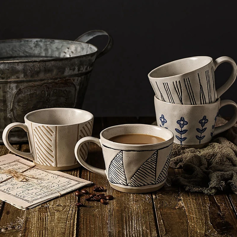 Vintage-caneca-de-caf-cer-mica-impressa-m-o-com-linha-padr-o-copo ...