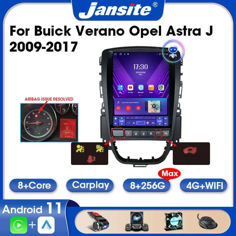 Jansite 2 Din Android 11 Car Radio For Opel Astra J Vauxhall Buick Verano 2009-2015 Multimedia ...