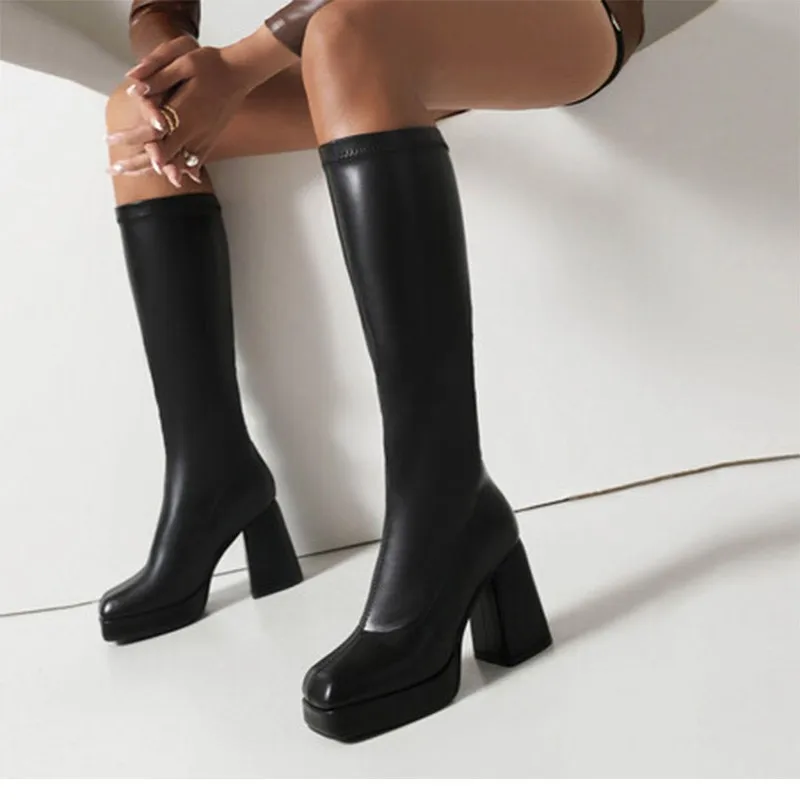 Botas-altas-para-mujer-botas-hasta-la-rodilla-tacones-altos-plataforma ...