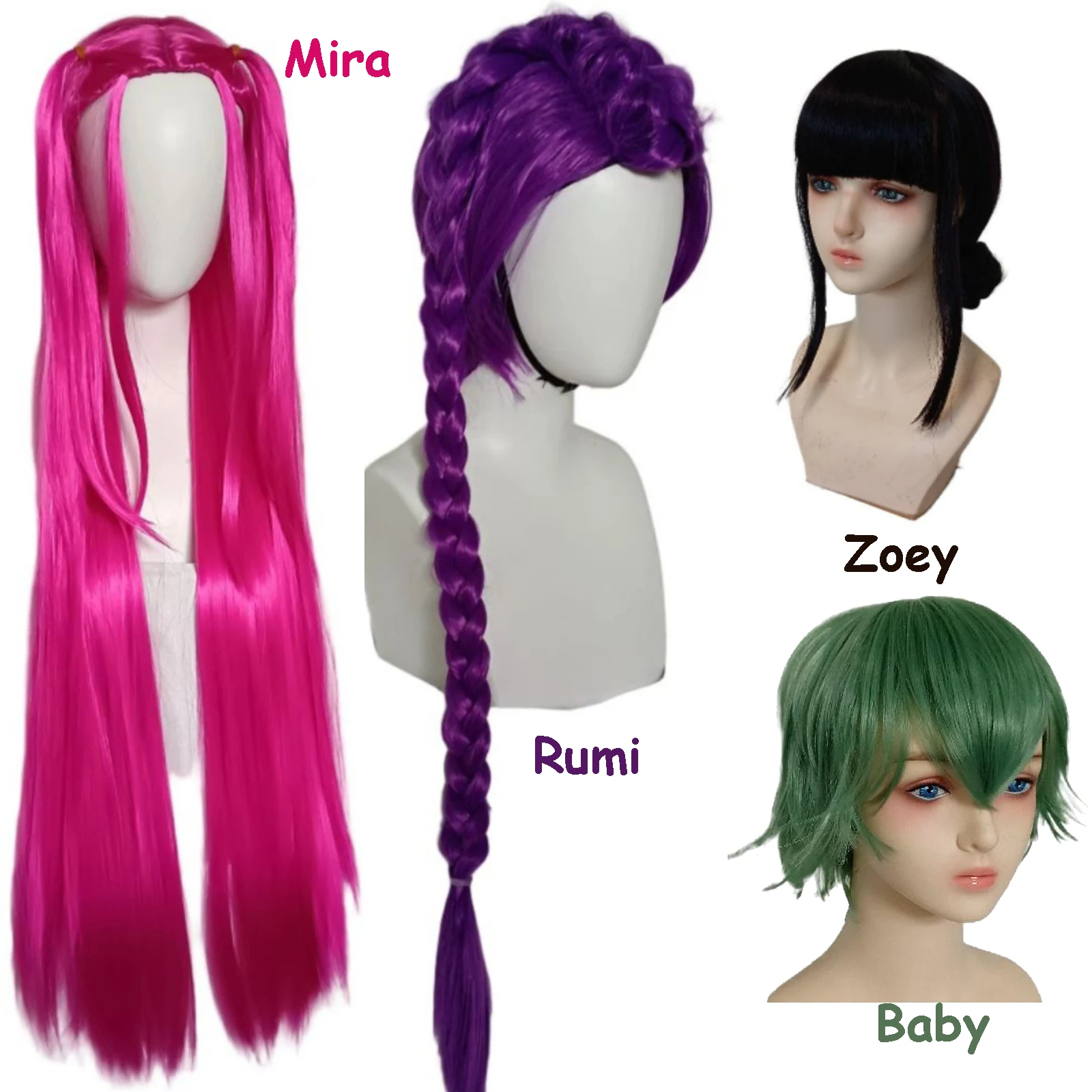 Mira Zoey Rumi Cosplay Wig Kids KDPop KPDH Saja Boy Baby Wig Synthetic ...
