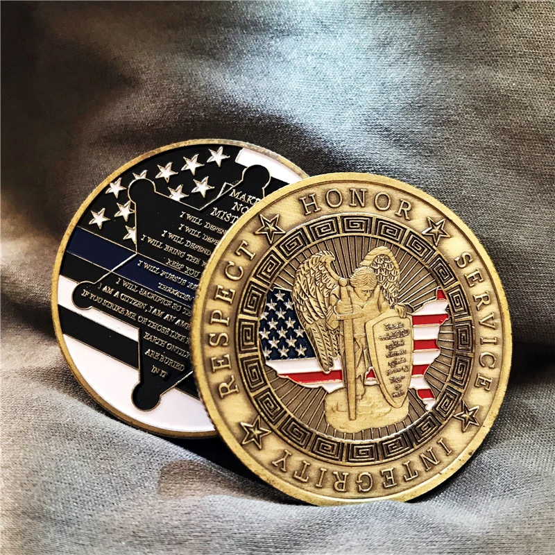 1-PCS-Thin-Blue-Line-St-Michael-Police-Officers-Challenge-Coin-Motto ...