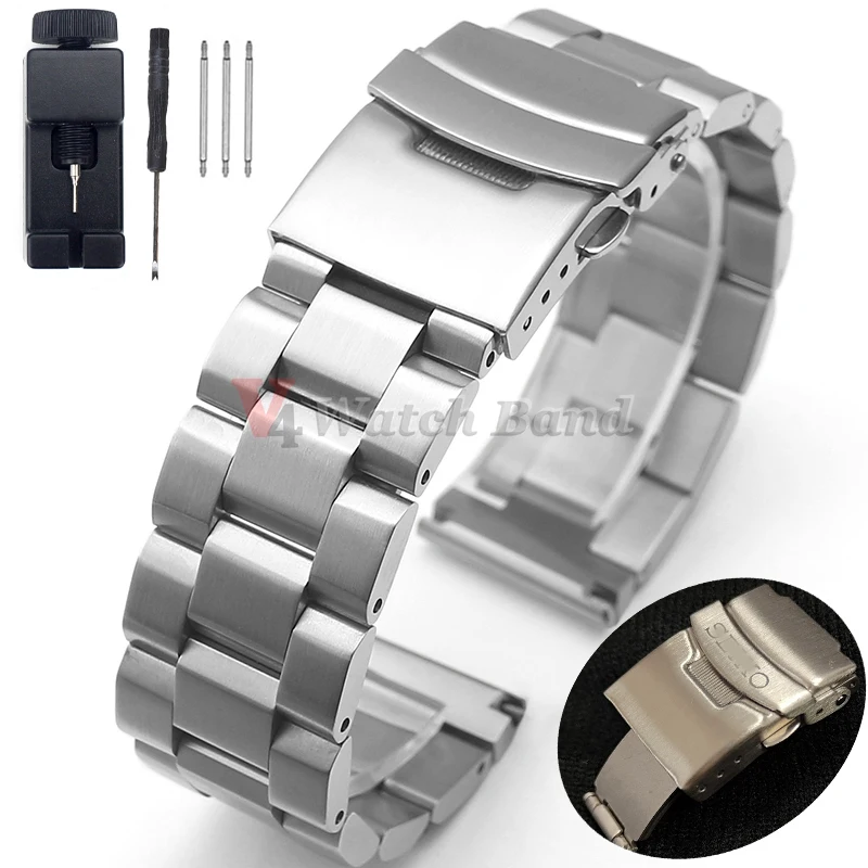 Metal-Strap-Stainless-Steel-Bracelet-for-Seiko-Watch-Luxury-Buckle-with ...