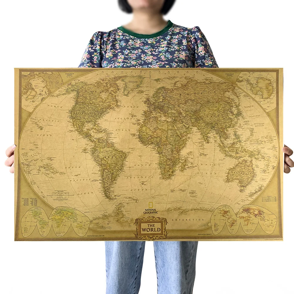 71CM-Large-English-Map-of-The-World-Vintage-Kraft-Paper-Poster ...