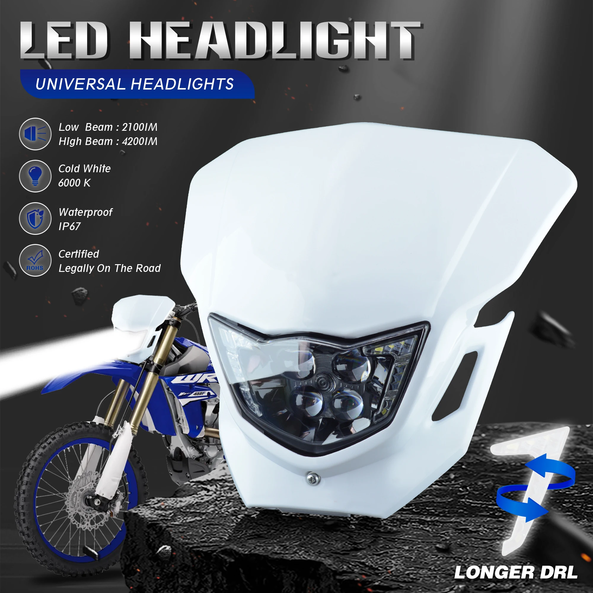 PowerZone-LED-Motorcycle-Headlight-For-Yamaha-WR250F-WR450F-YZ250F ...