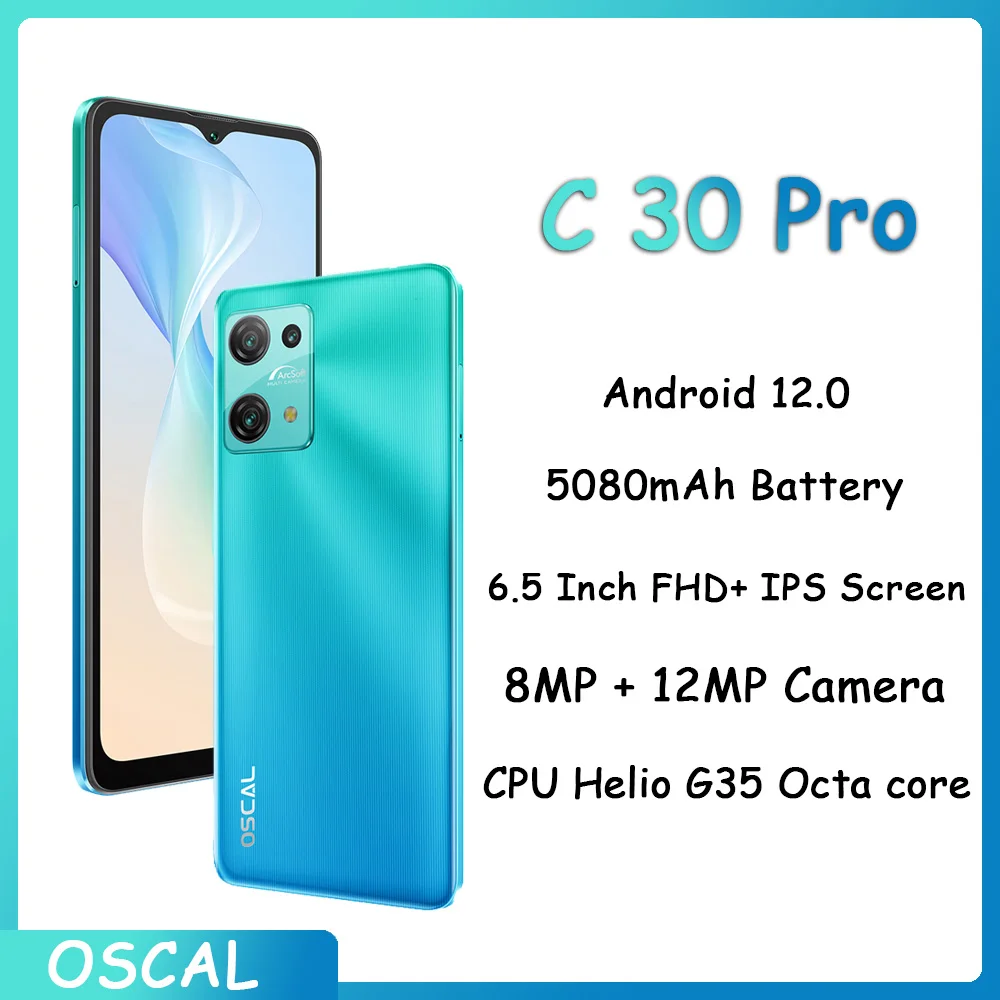 4GB-64GB-Mobile-Phone-OSCAL-C30-Pro-Android-12-Heilo-G35-Smart-Phone-6 ...