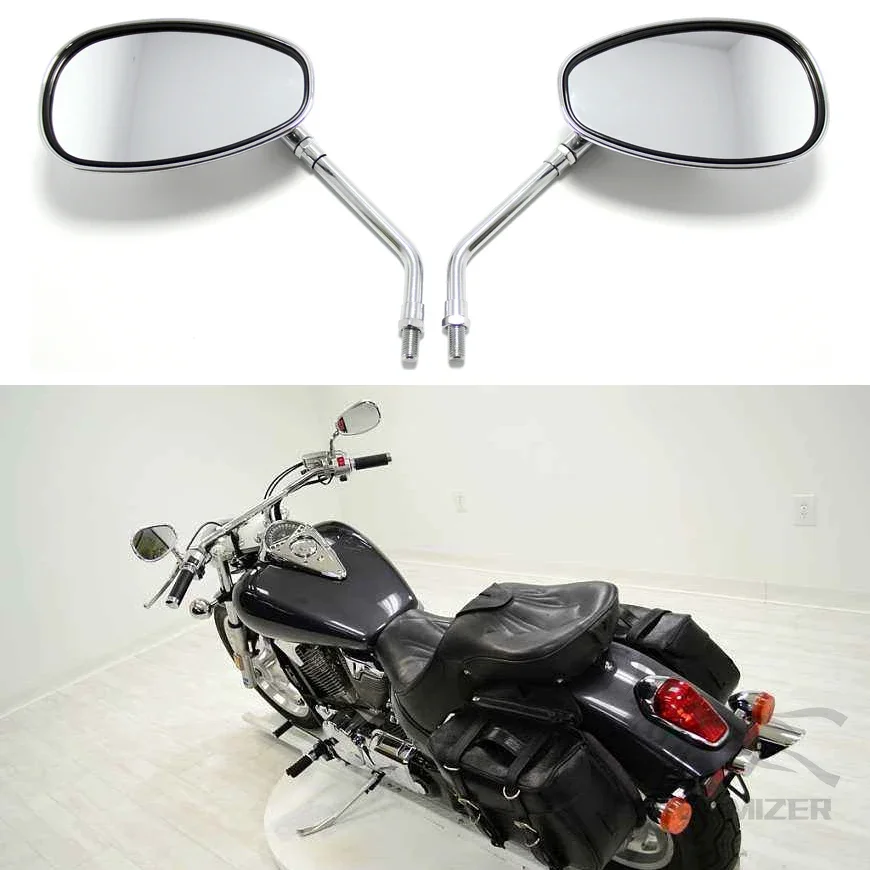 10MM-Chrome-Rearview-Mirrors-Motorcycle-Motocross-Scooter-E-bike-Racing ...
