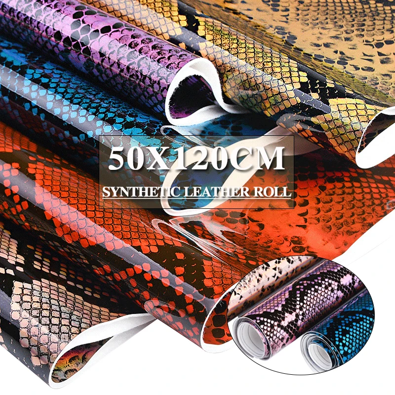 QIBU-50x120cm-Smooth-Synthetic-Leather-Roll-Snake-Pattern-Printed-Faux ...