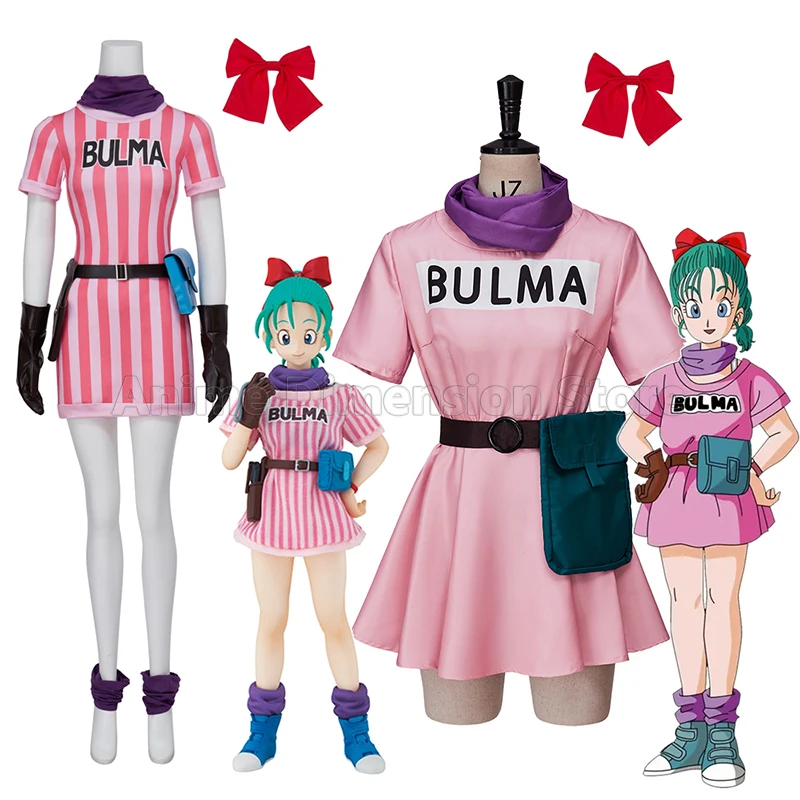 Bulma-Cosplay-Costumes-Dress-Anime-Role-Play-Pink-Dress-Halloween ...