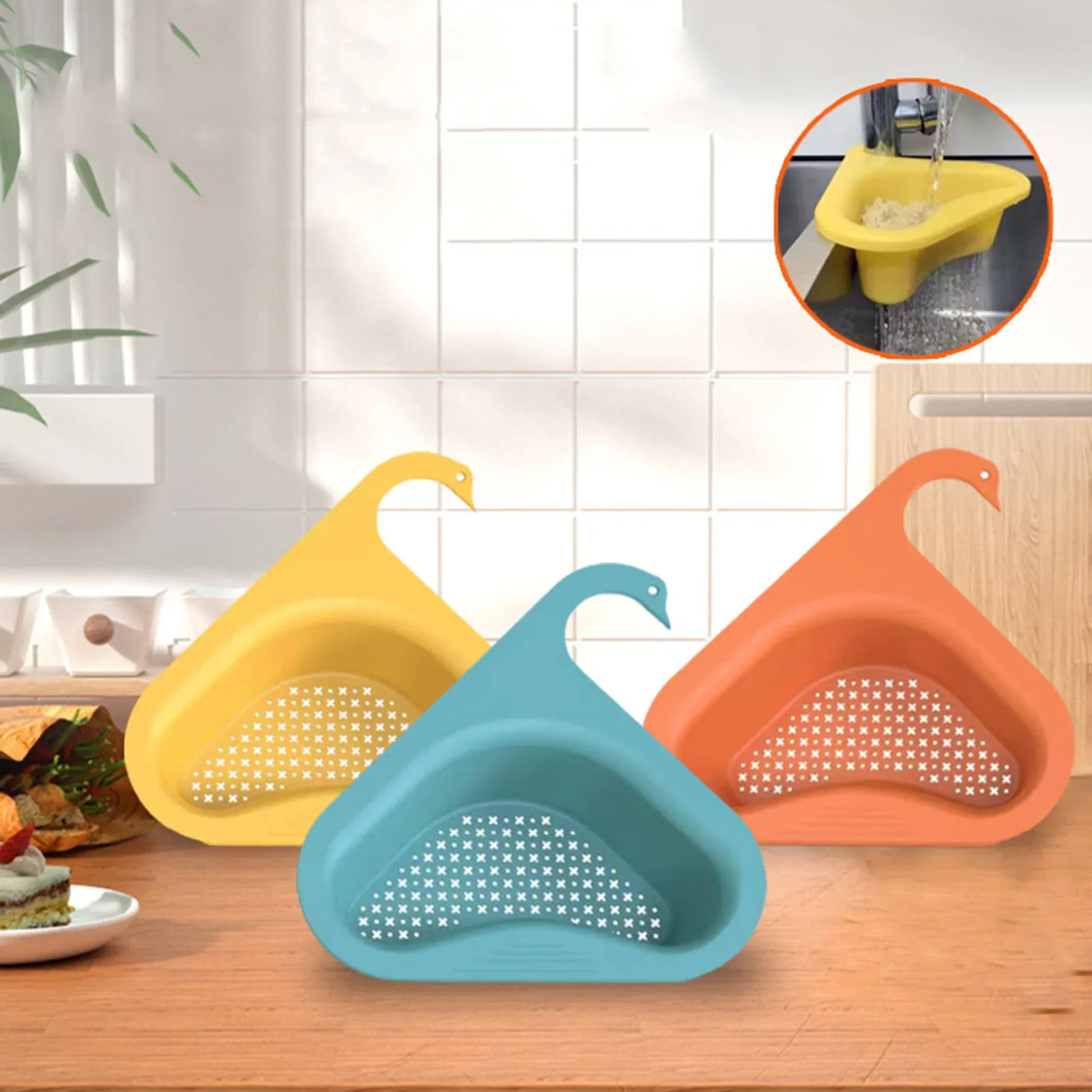 Kitchen-Sink-Drain-Basket-Swan-Drain-Rack-Multi-functional-Hanging ...