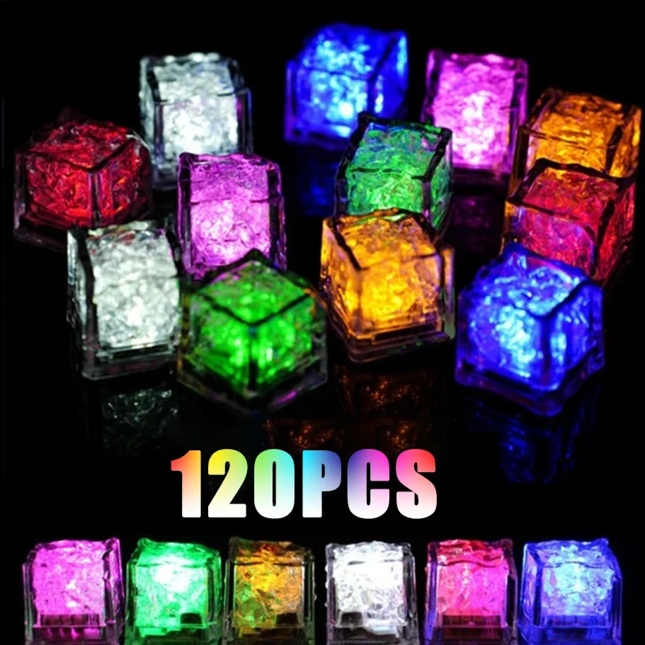 120PCS-Home-Decor-Light-Up-LED-Ice-Cube-Glow-Party-Glitter-Neon ...