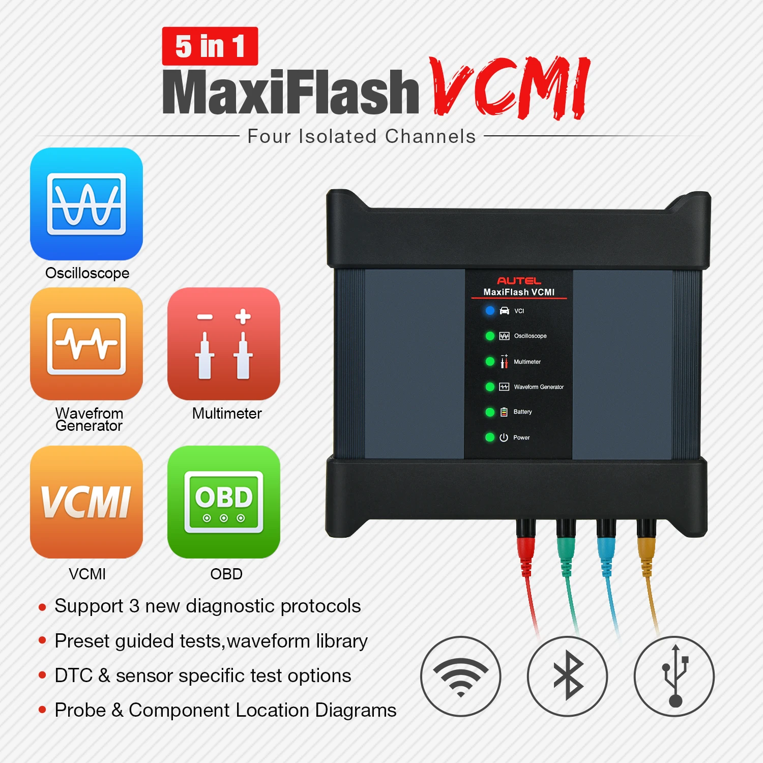 Autel MaxiFlash VCMI 5-IN-1 Tool,with VCI functions, Oscilloscope, Waveform Generator ...