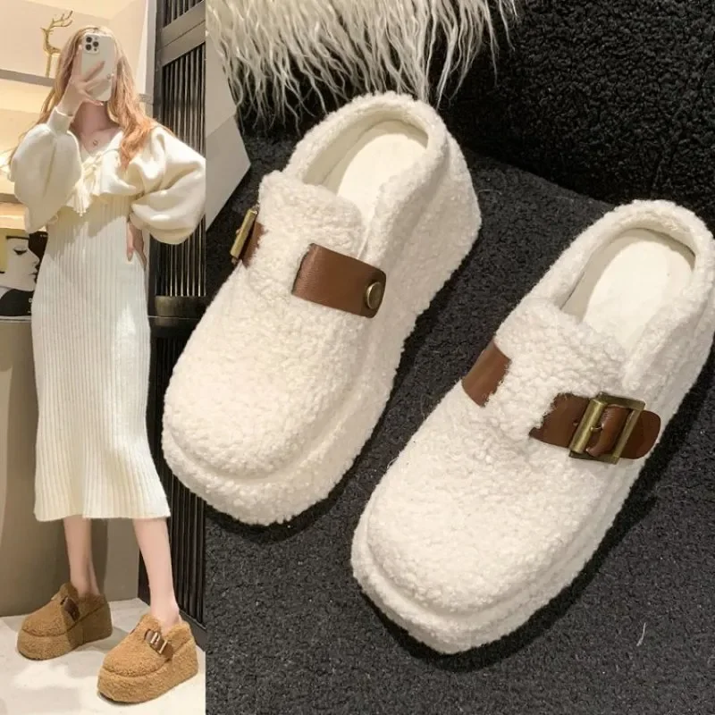 Super-High-Heel-Platform-Slippers-for-Women-Slanted-Heel-Closed-Toe ...