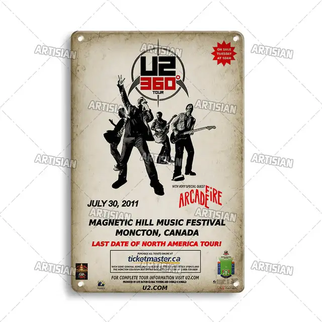 ARTISIAN Classic Rock Music Metal Tin Sign Home Bar Wall Decorative ...