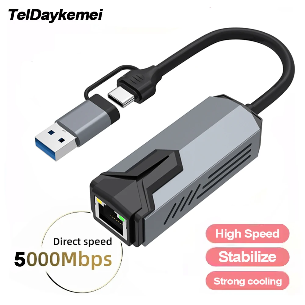 5G Wired Network Card USB 3.0 TYPE C RTL81527 Adapter 5000Mbps High ...