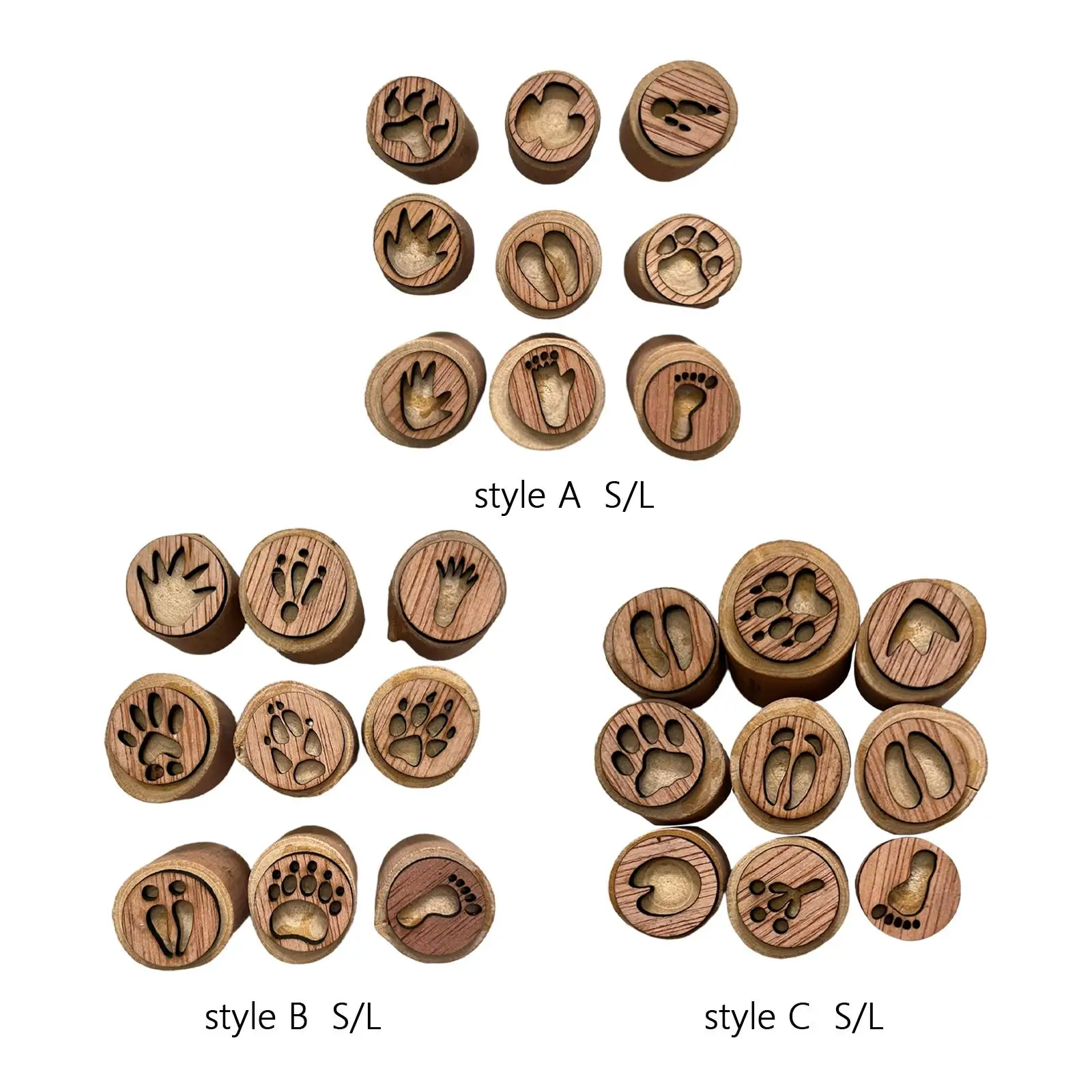 9Pcs-Animals-Paw-Stamp-Handmade-Wooden-Stamp-Set-Animals-Foot-Print ...