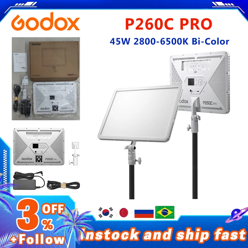 Godox-P260C-PRO-2800-6500K-LED-Bi-Color-Dimmable-Studio-Video-Light ...