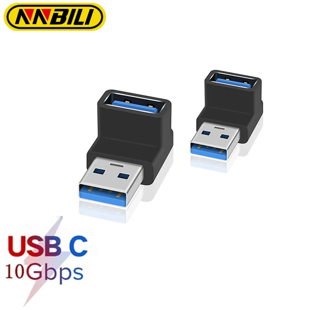 NNBILI-10Gbps-3A-5V-USB-A-Female-to-Male-Converter-Adapter-L-Shape ...