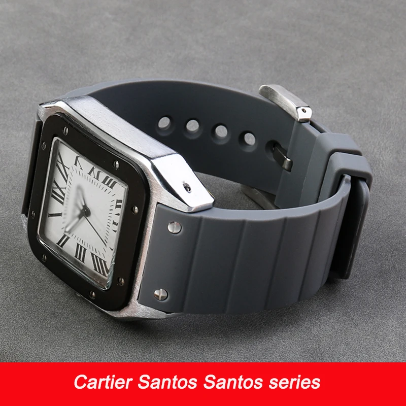 20mm-23mm-Watch-Strap-For-Cartier-Santos-Sandoz-Santos-100-Silicone ...