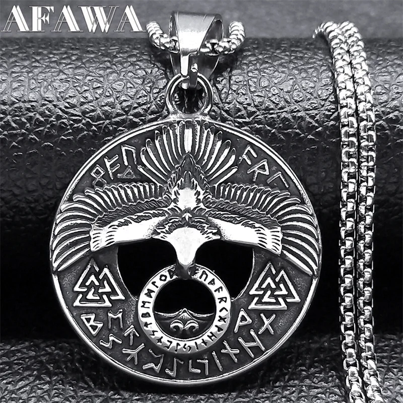 Viking-Eagle-Valknut-Pendant-Necklace-for-Women-Men-Stainless-Steel ...