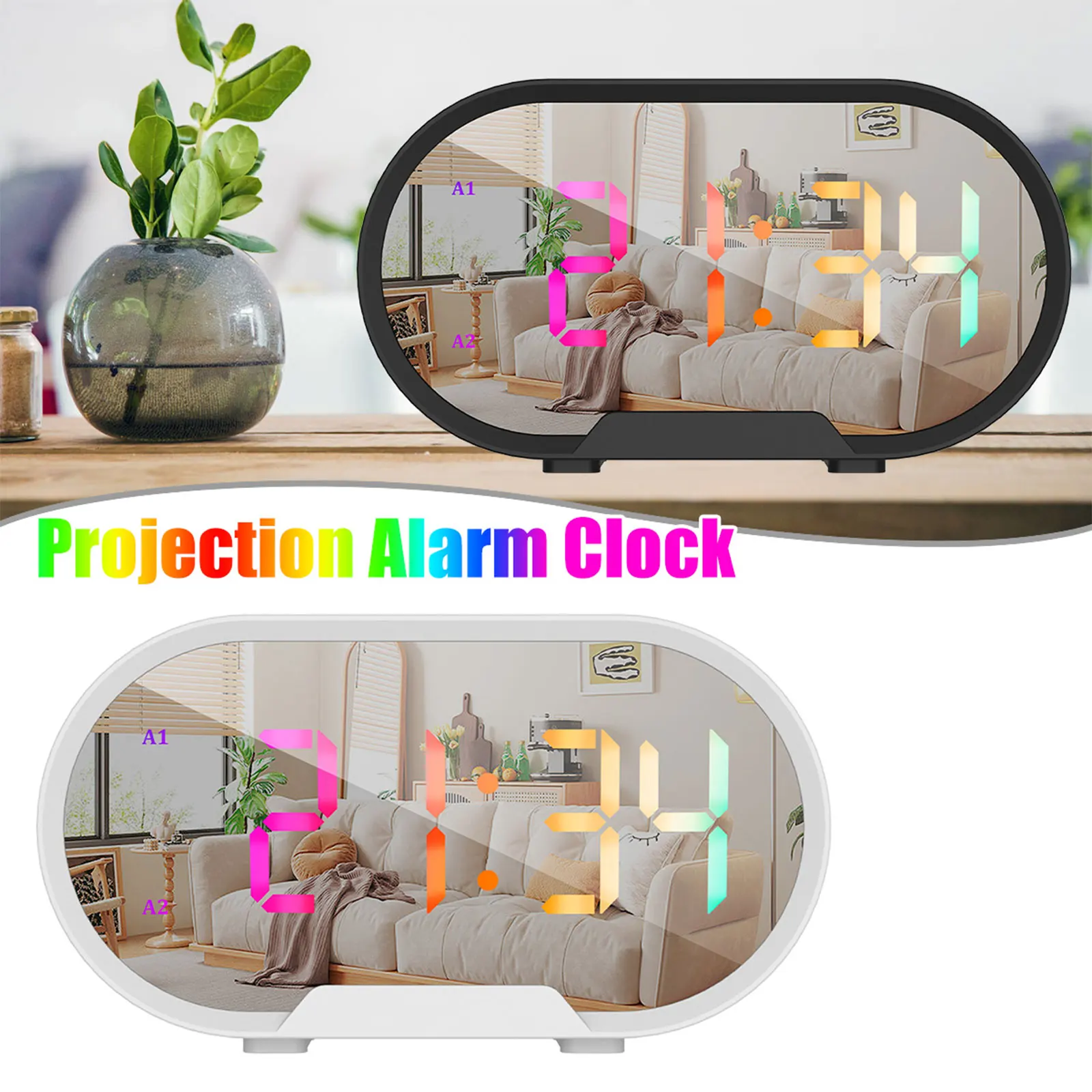 Digital-Alarm-Clock-with-Mirror-Surface-Adjustable-Brightness-and ...