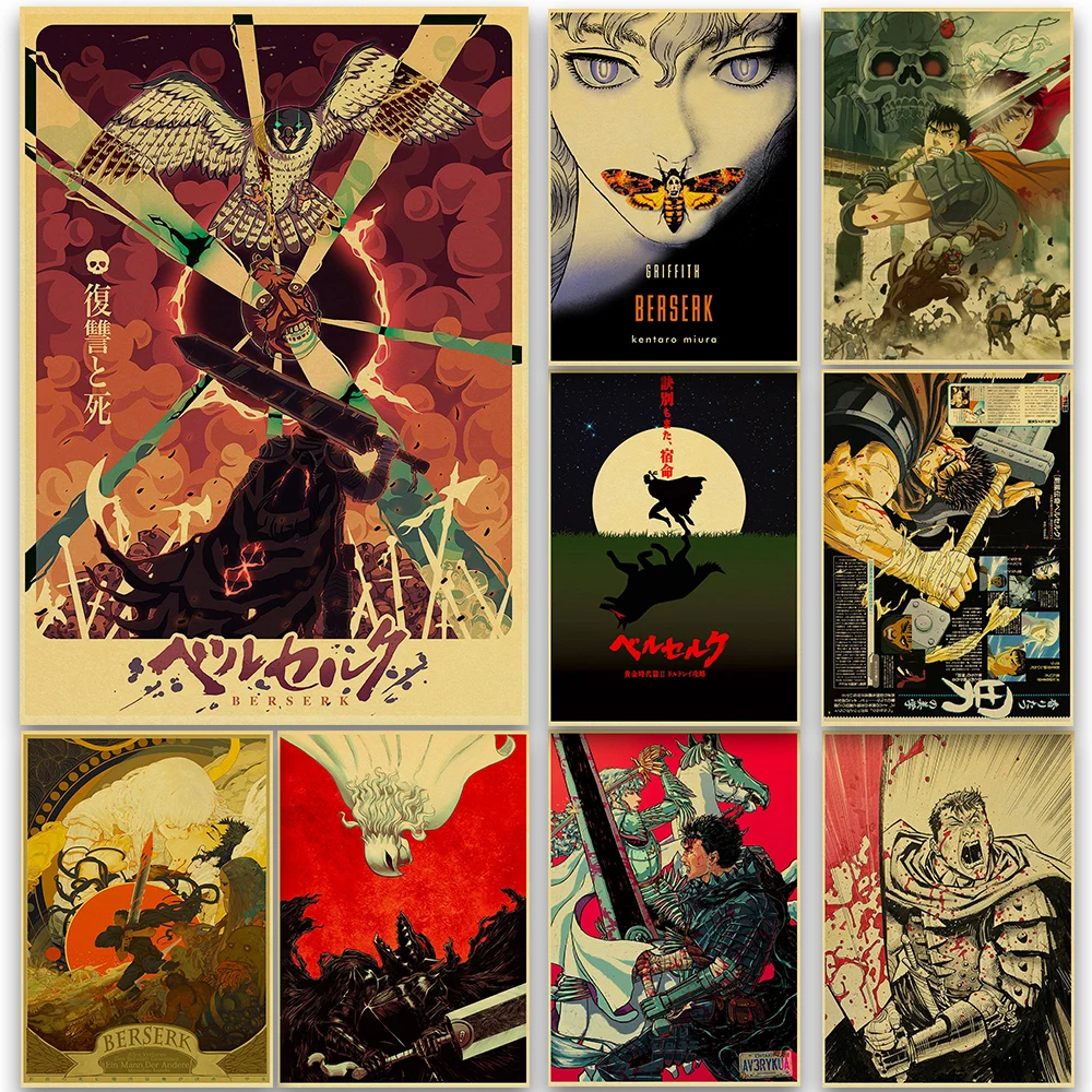 Japanese-Art-Wall-BERSERK-Poster-Popular-Comfortable-Kraft-Paper-Prints ...