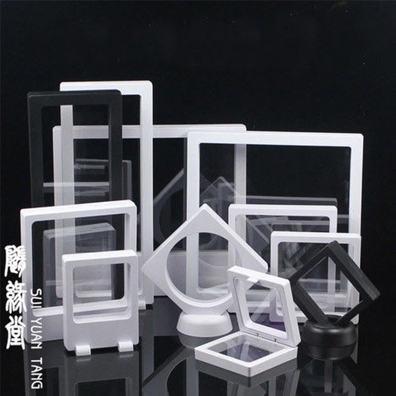 Clear Jewelry Suspended Coins Floating Display Case Stand Holder Box ...