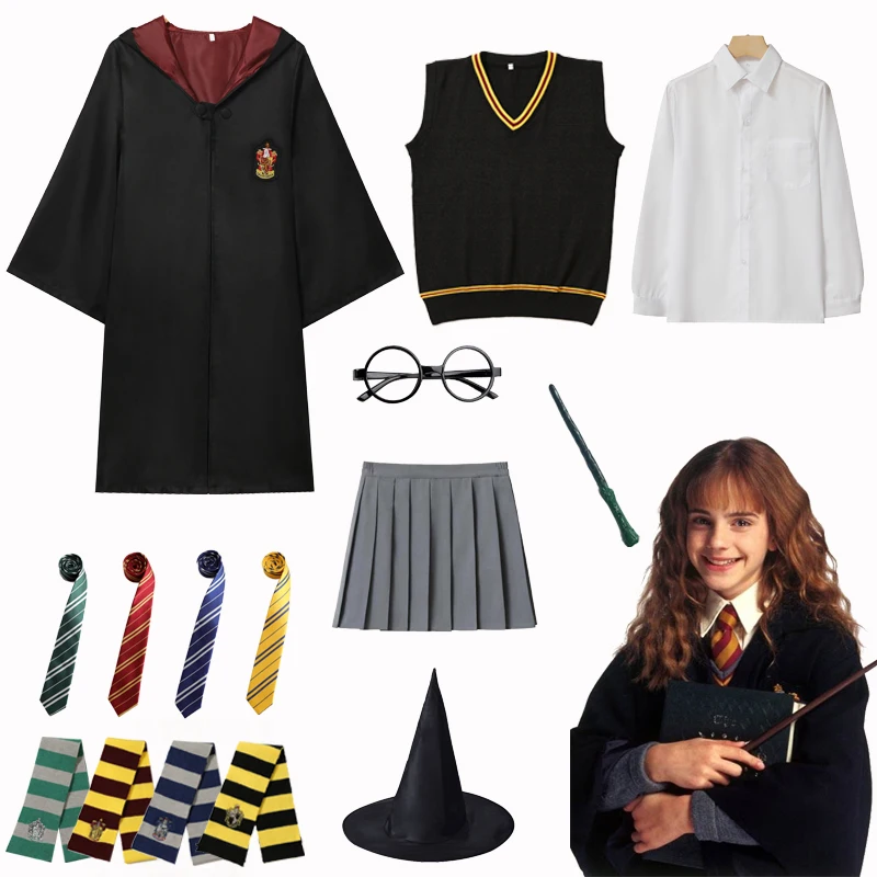 Potter-Cosplay-Hogwarts-Kostuum-Magic-Robe-Hermione-Rok-Gryffindor-Cape ...