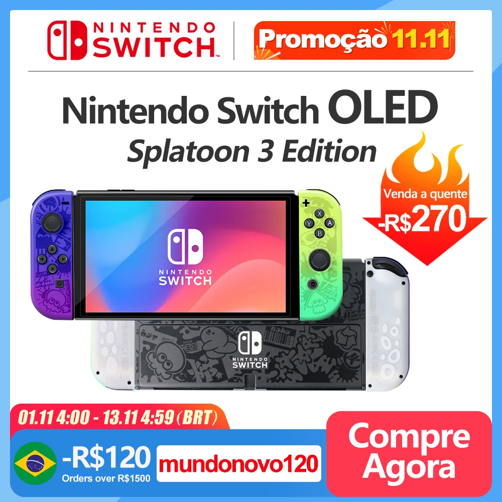 Nintendo Switch Oled Modelo Splatoon 3 Edição Game Console Cor Limitada ...
