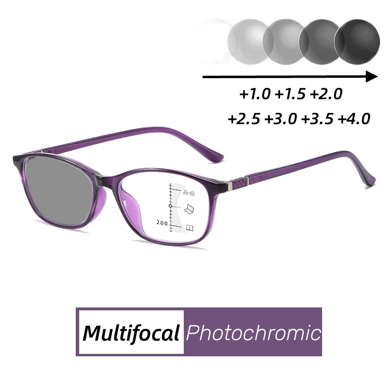 Women-Men-Retro-Photochromic-Multifocal-Glasses-Color-Changing-Near-Far ...