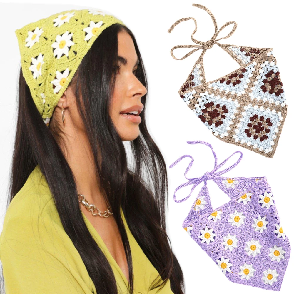 Women-Triangle-Bandanas-Turban-Crochet-Hair-Scarf-Hairband-Knitted ...