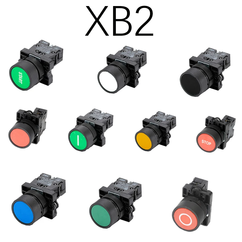 22mm-XB2-EA-Plastic-Push-Button-Switch-Start-Stop-Black-White-Arrow-10A ...