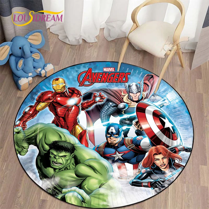 Disney-Marvel-Iron-Man-Spider-Man-Hero-Round-Carpet-for-Living-Room ...