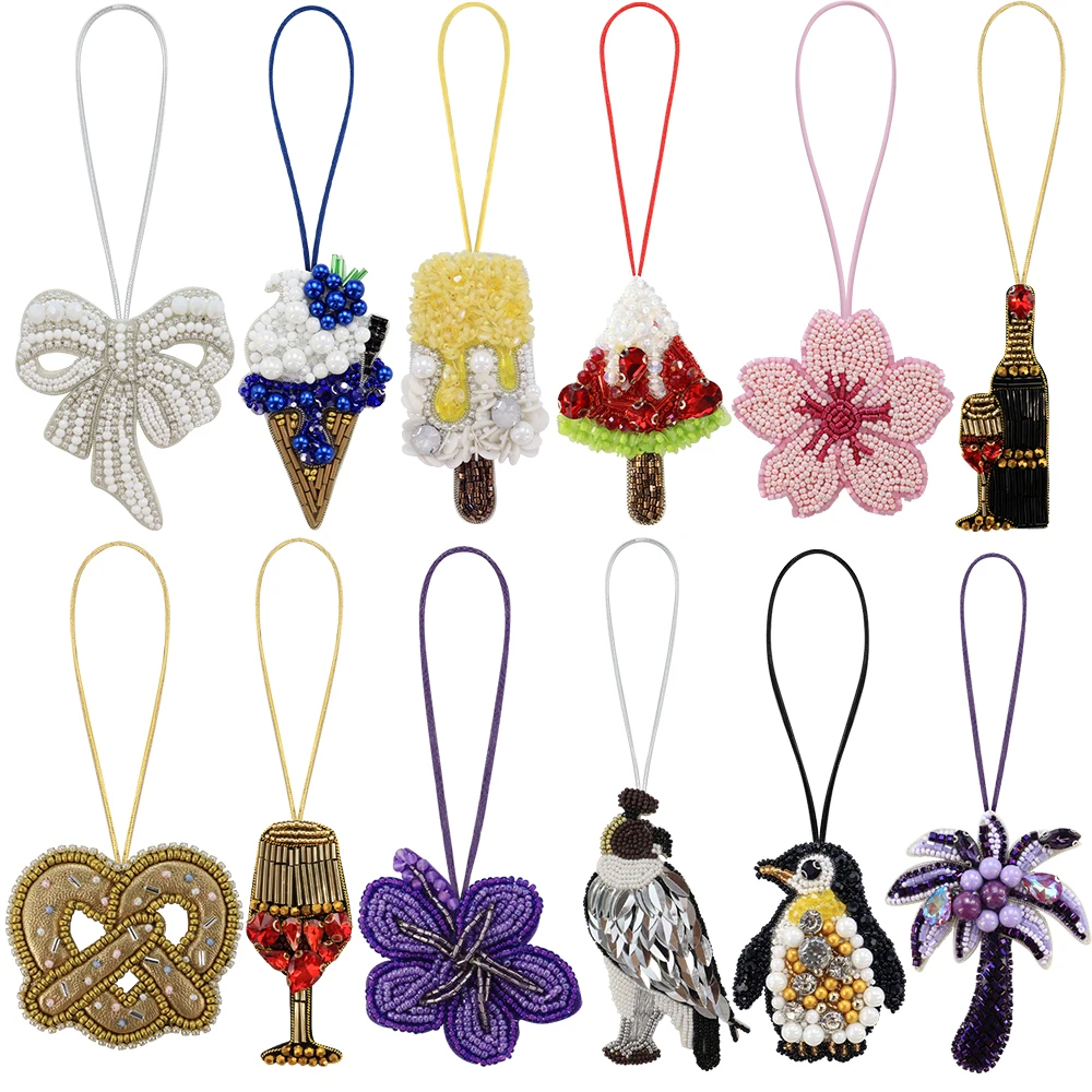Rope Badge Beaded Rhinestones Sequin Sea Animal Flower Bag Lanyard ...