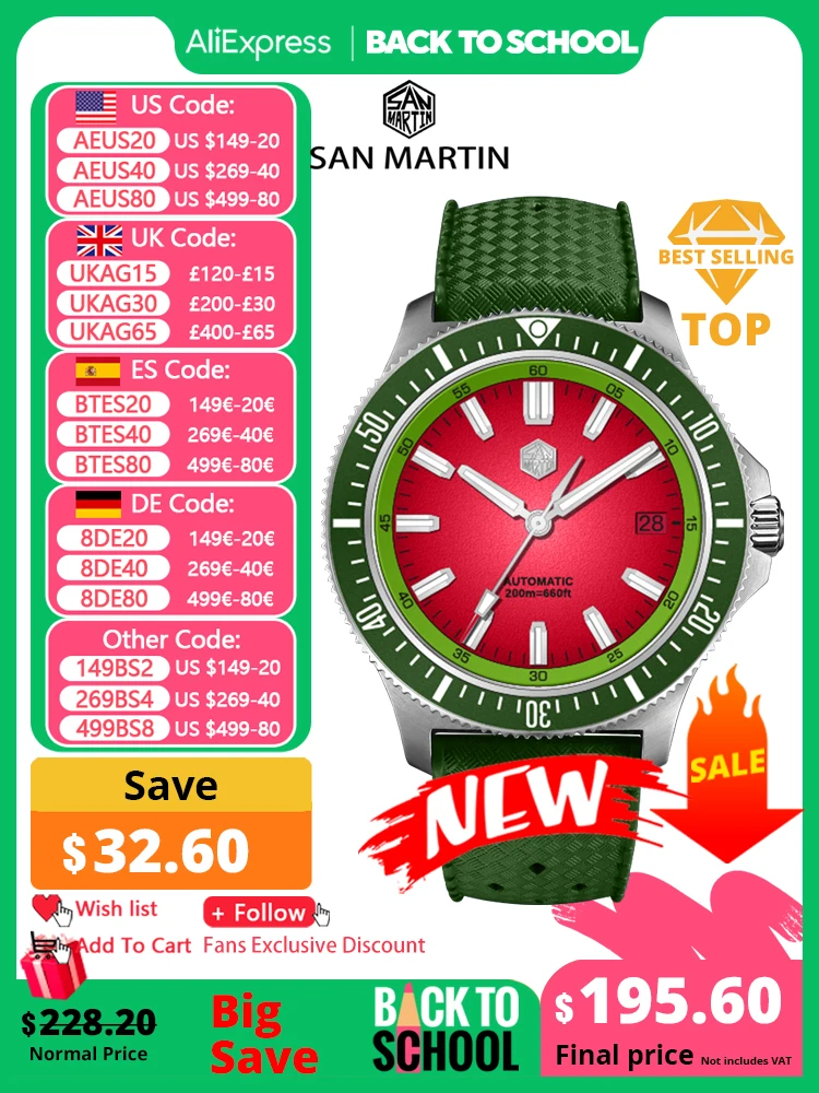 San-Martin-Reloj-de-buceo-NH35-para-hombre-cron-grafo-mec-nico-autom ...