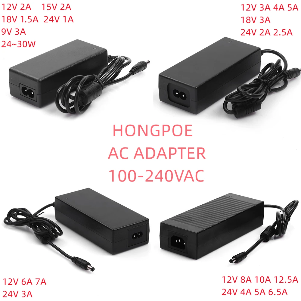 DC 5V 9V 12V 15V 18V 24V Adapter Power Supply AC 100V-240V 1A 2A 3A 5A 6A 8A 10A Charger ...