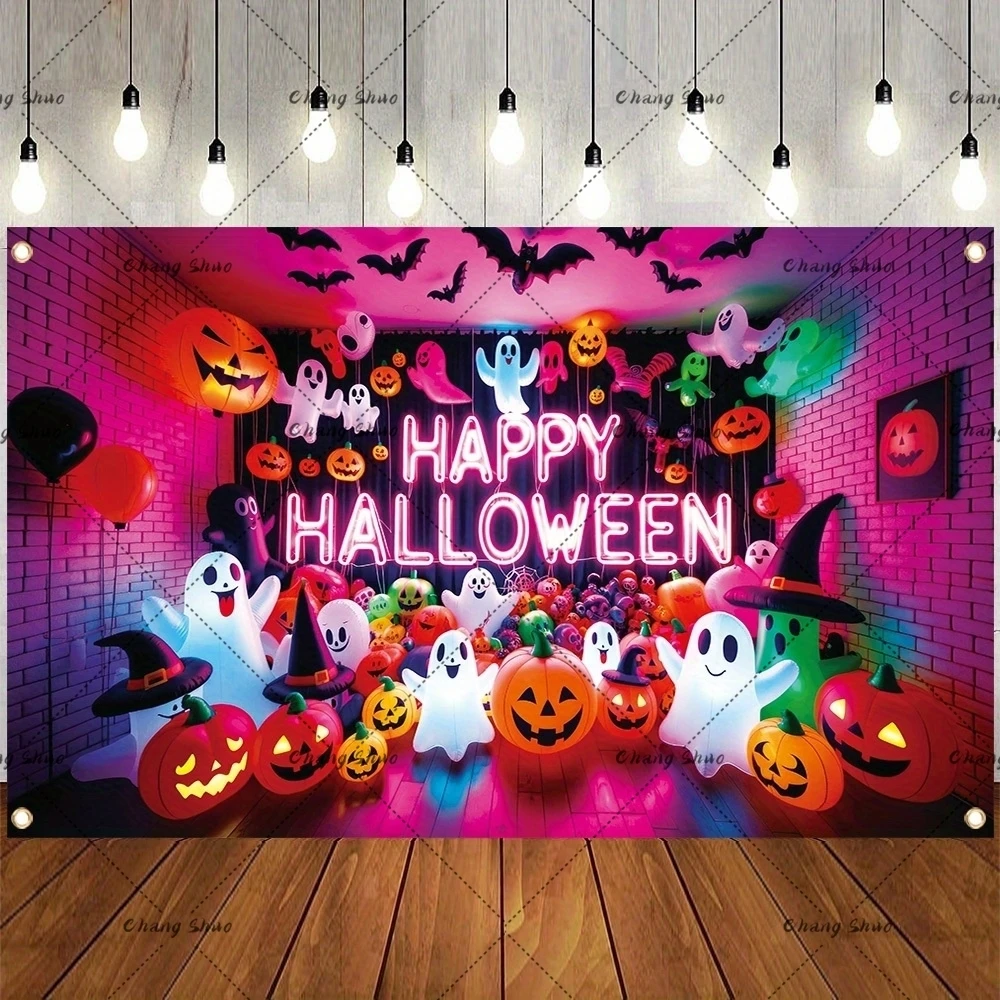 Halloween-Night-Party-Backdrop-Scary-Skull-Blood-Pumpkin-Lantern-Zombie ...