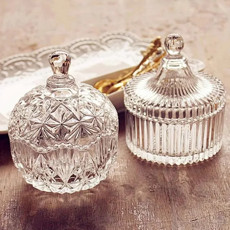 European-crystal-jar-with-lid-candle-cup-Transparent-storage-jar-glass ...