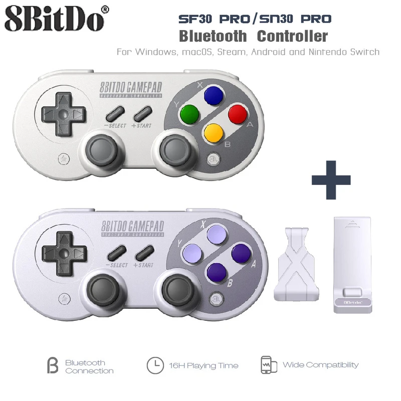 8BitDo SF30 Pro SN30 Pro Wireless Bluetooth Gamepad Controller with Joystick for Windows Android ...