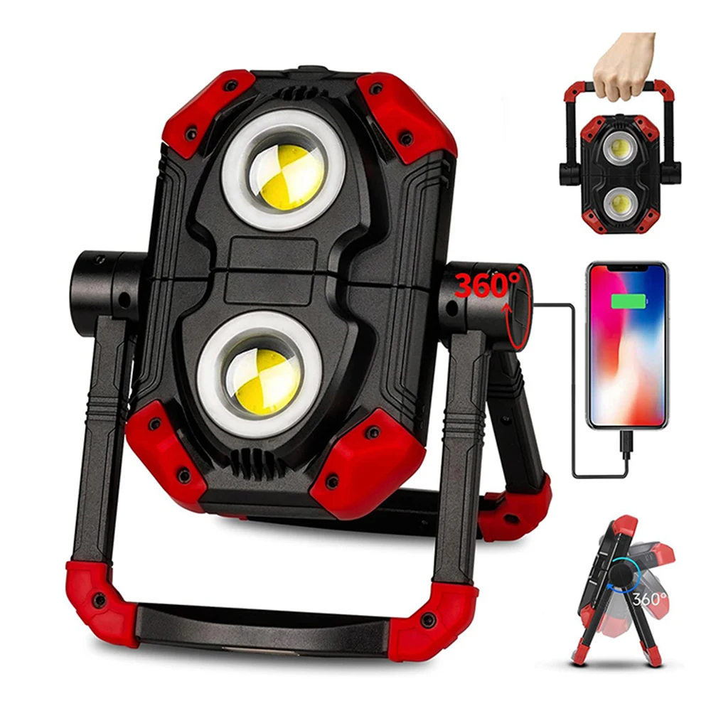 2 COB LED Work Light Rechargeable Brightest Portable Flood Light with ...