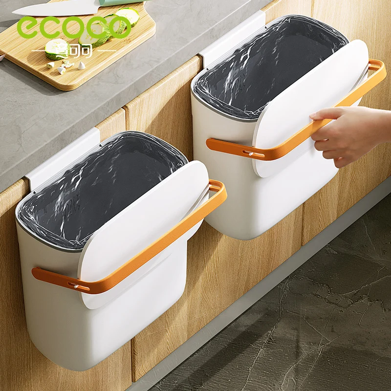 ECOCO-Trash-Can-for-Kitchen-Self-adhesive-Hook-Floor-Stand-Home-Waste ...