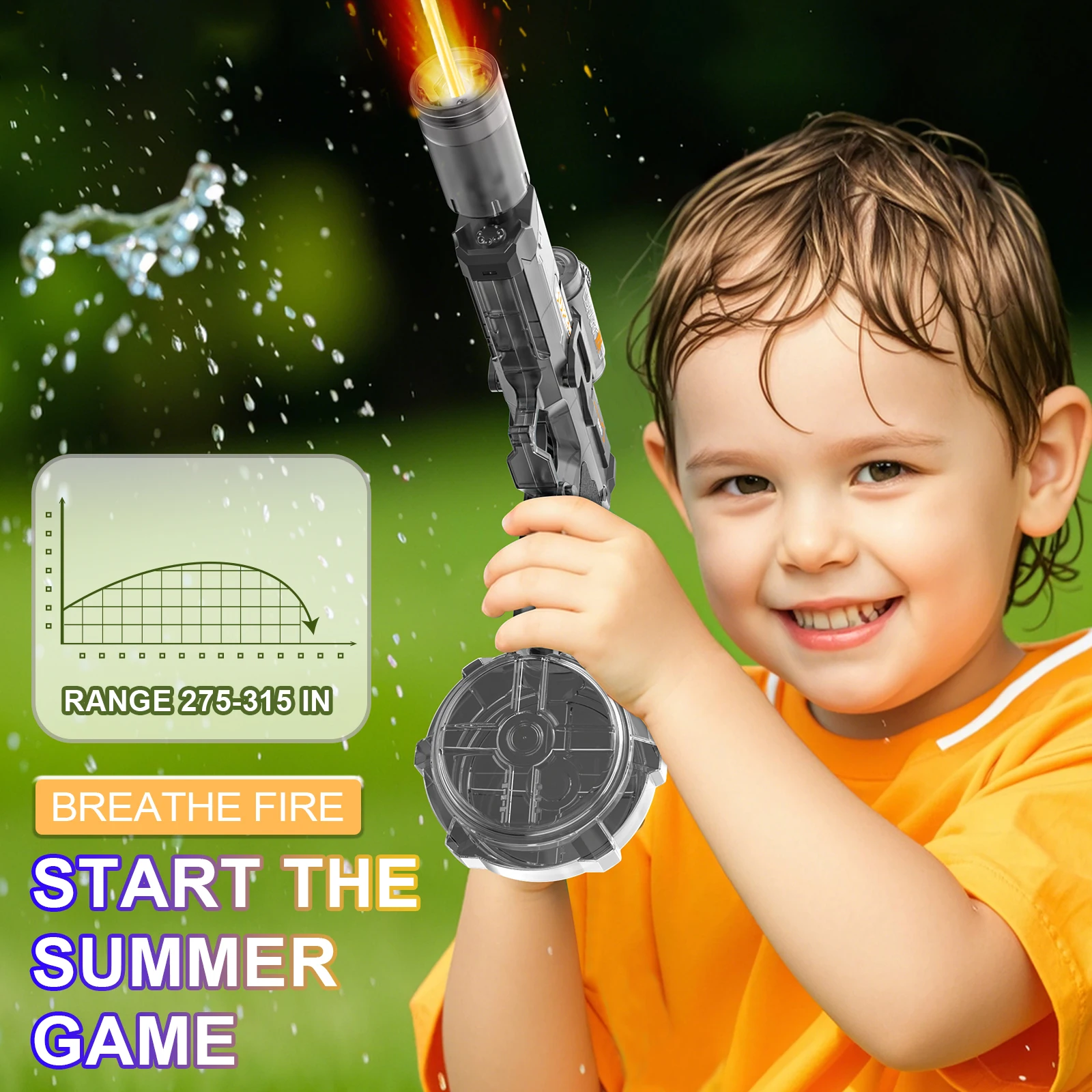 New Electric Water Gun With light Sprays Flame Effect Continuously High ...