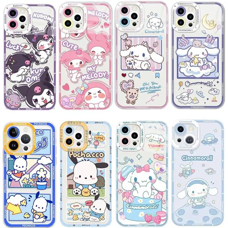 Capa-transparente-para-iPhone-Capa-de-Sanrio-Kuromi-Cinnamoroll-para ...